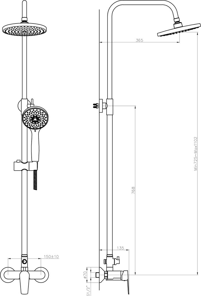 Bruckner Bruckner, BARON sprchový sloup, chrom, 612.139.1