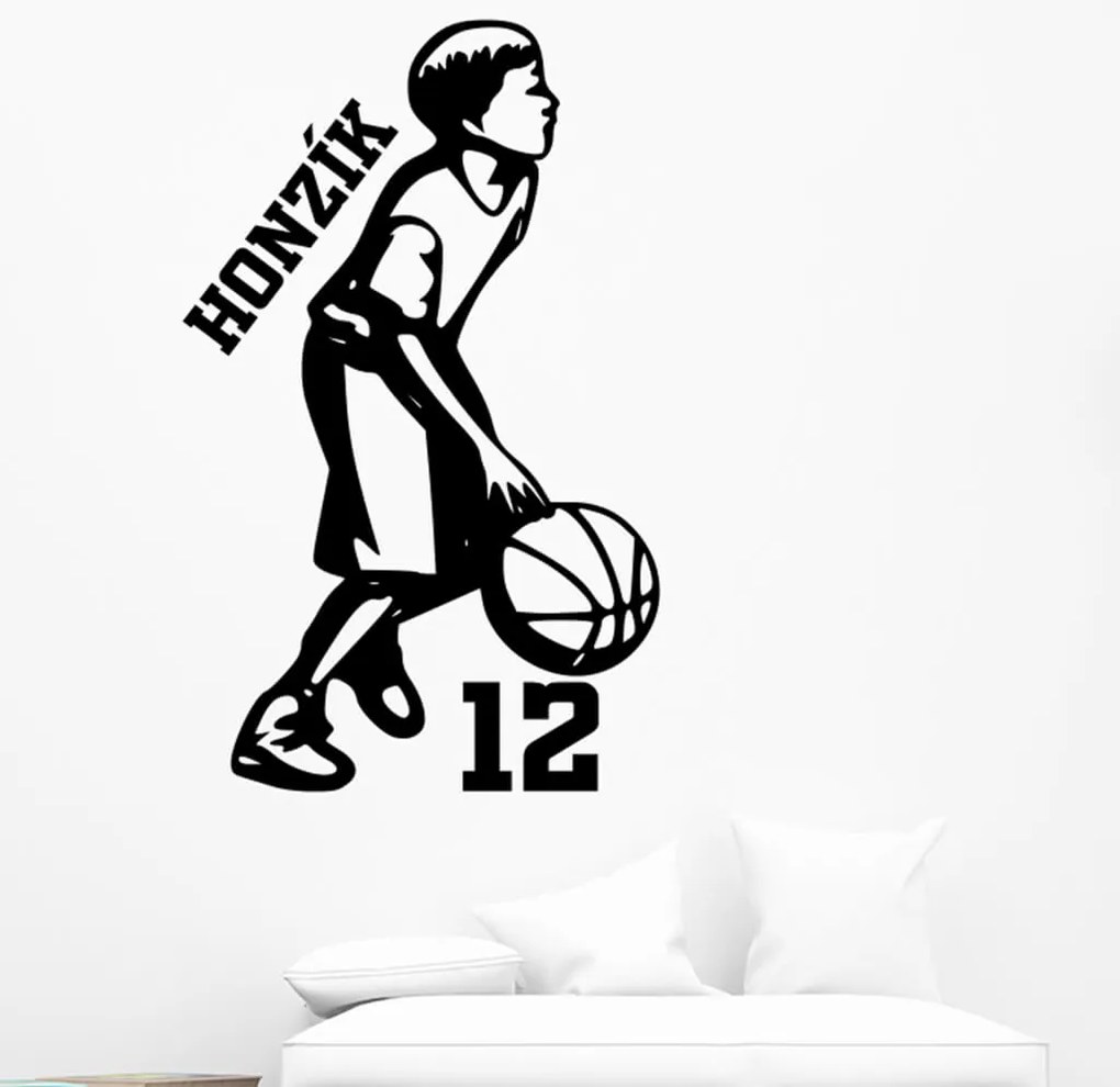 Živá Zeď Samolepka na zeď Malý basketbalista Barva: černá