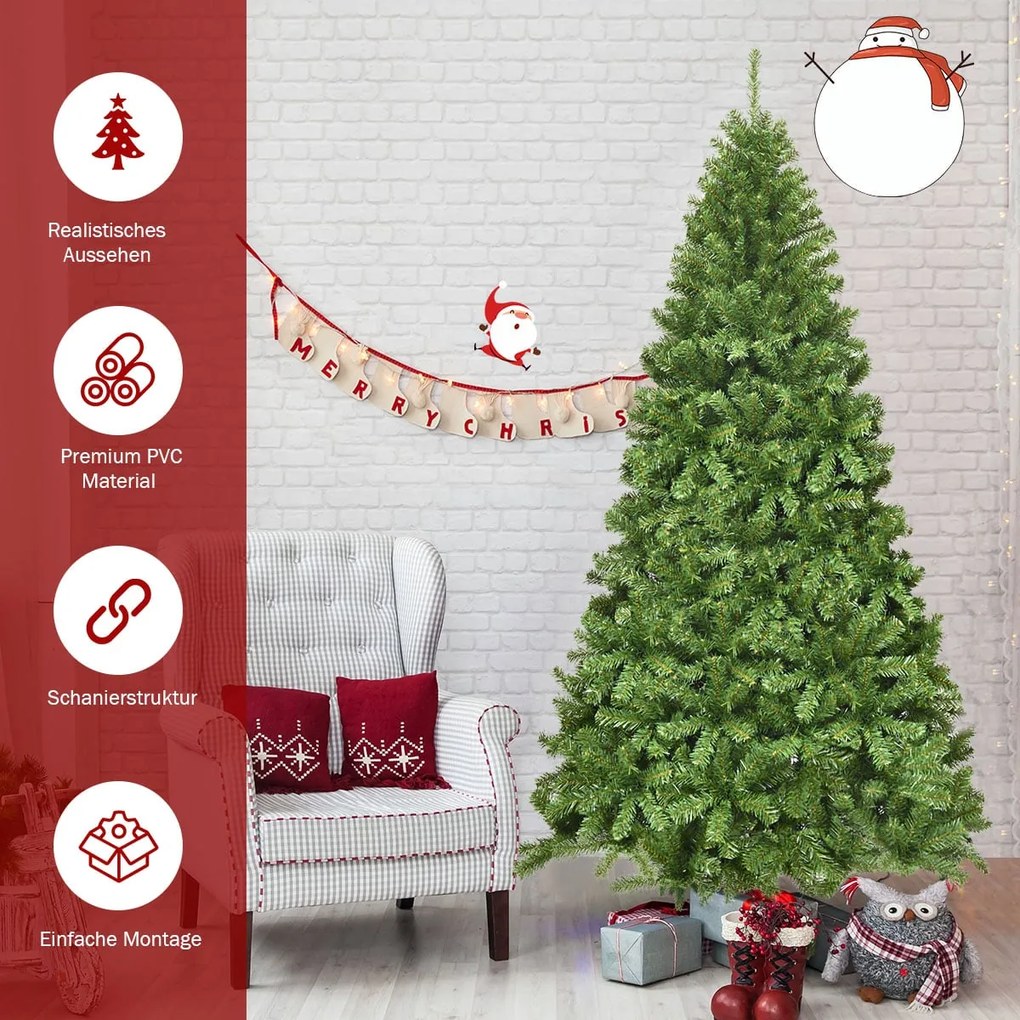 Costway 230 cm Umělý vánoční stromek s kovovým stojanem Christmas Tree Green