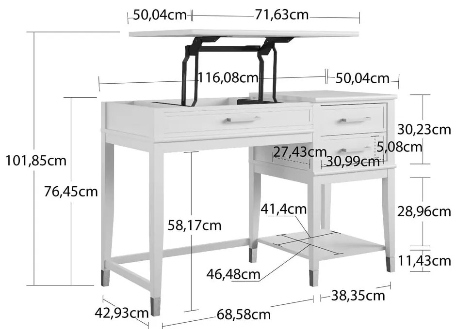Pracovní stůl 49x115 cm Westerleigh – Støraa