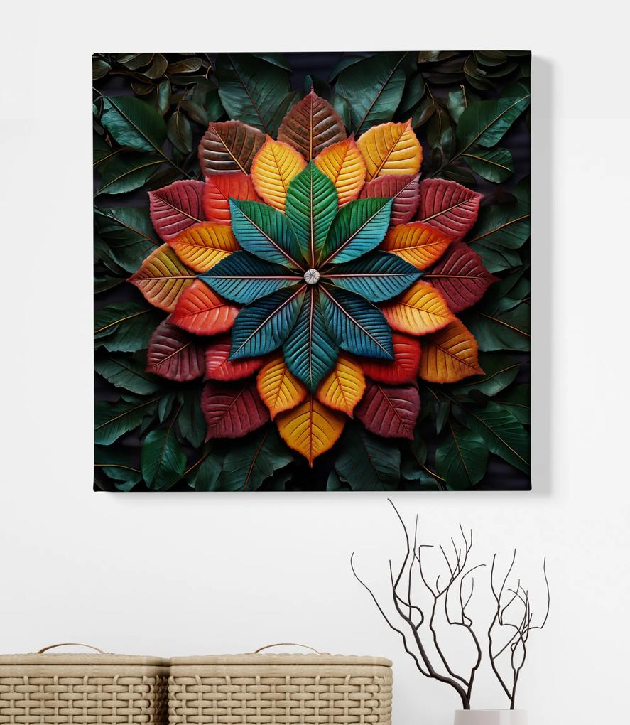 Obraz na plátně - Mandala barevné listy FeelHappy.cz Velikost obrazu: 120 x 120 cm