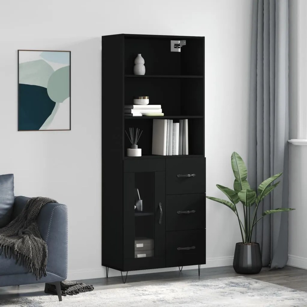 Skříň highboard černá 69,5 x 34 x 180 cm kompozitní dřevo 3189502