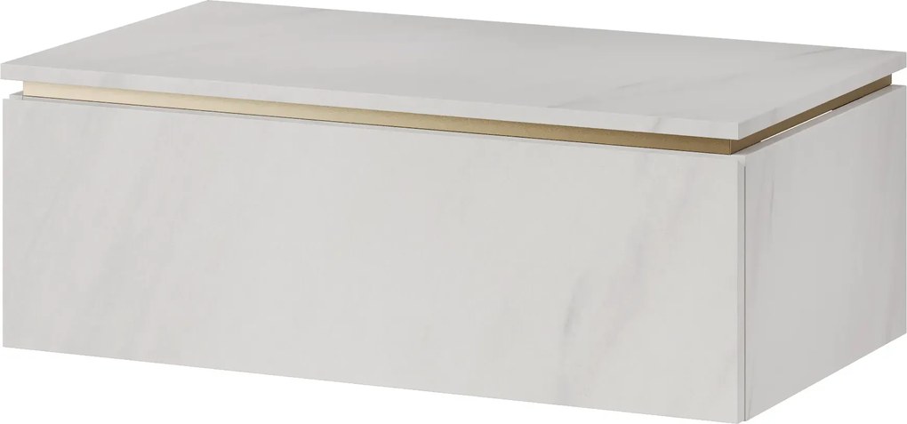 Závěsná skříňka pod umyvadlo Letto 02 80 cm bílý mramor/zlatá