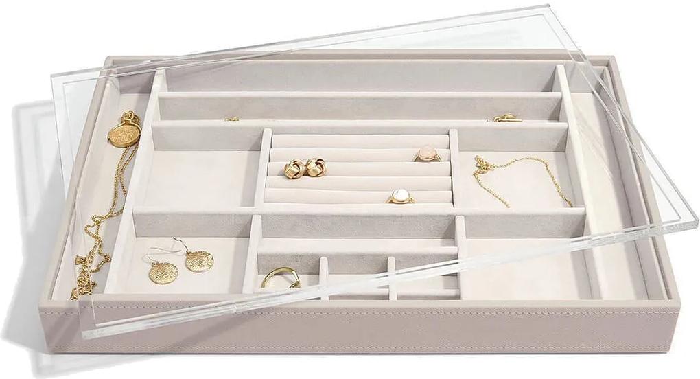 Krabička na šperky Stackers se 16 přihrádkami s poklicí supersize taupe