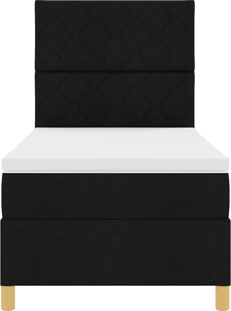 Postel s boxspringem s čelo Černá 100 x 200 cm textil 3339674