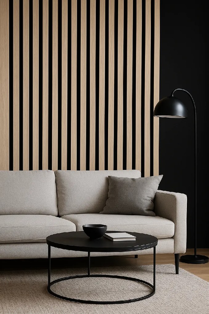 3D Dřevěné lamely na zeď na filci 255x46cm - Jasan ARKTICKÝ