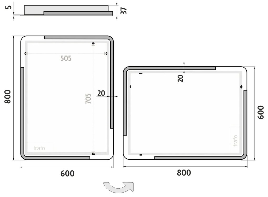 Nimco LED zrcadlo 600x800 - ZP 15002