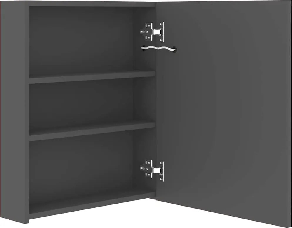 LED koupelnová skříňka se zrcadlem šedá 50 x 14 x 60 cm 326482