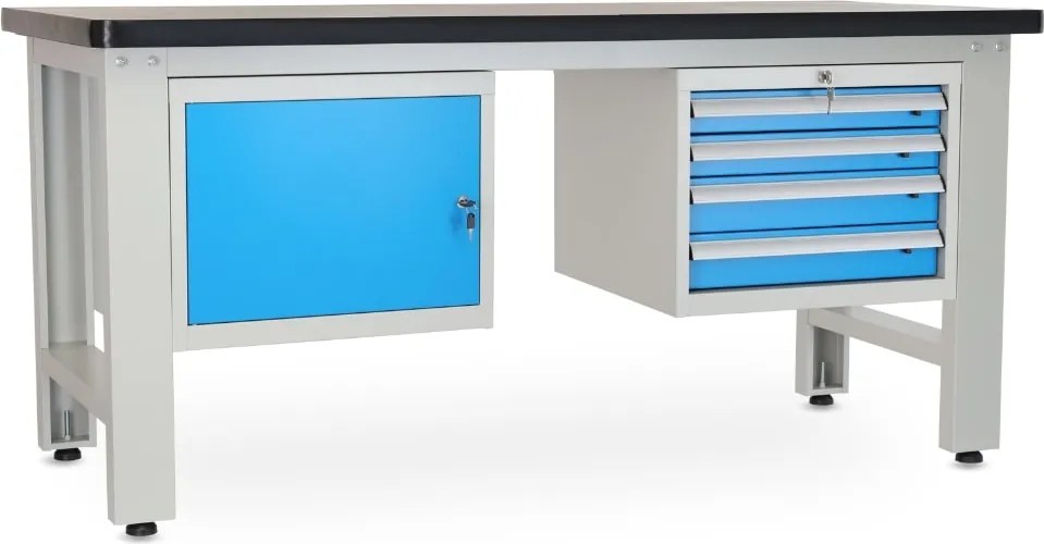 Dílenský stůl Solid MDF-14, 180 cm, 2 závěsné boxy, černá