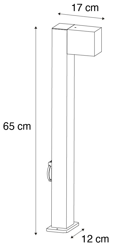 Venkovní lampa černá s hrotem do země a kabelovou průchodkou 65 cm včetně zásuvky IP44 - Baleno