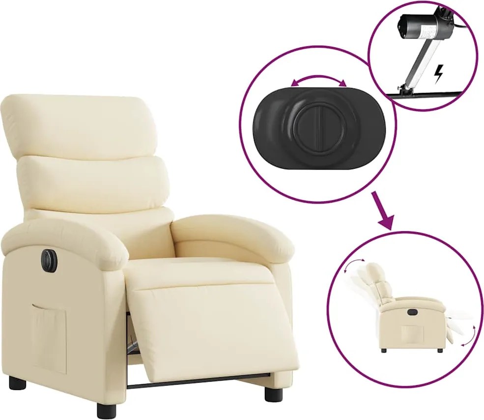 Elektrické polohovací křeslo krémové textil 3203963