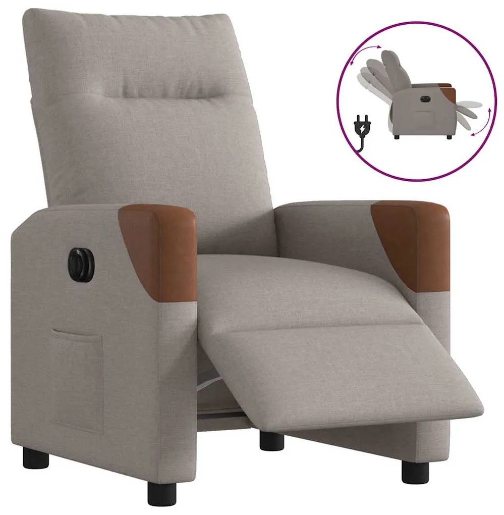 Elektrické polohovací křeslo taupe textil 3323995