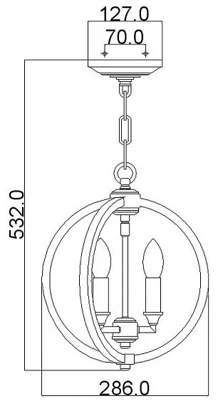 Feiss FE-CORINNE-3P-S-BB - Lustr na řetězu CORINNE 3xE14/60W/230V
