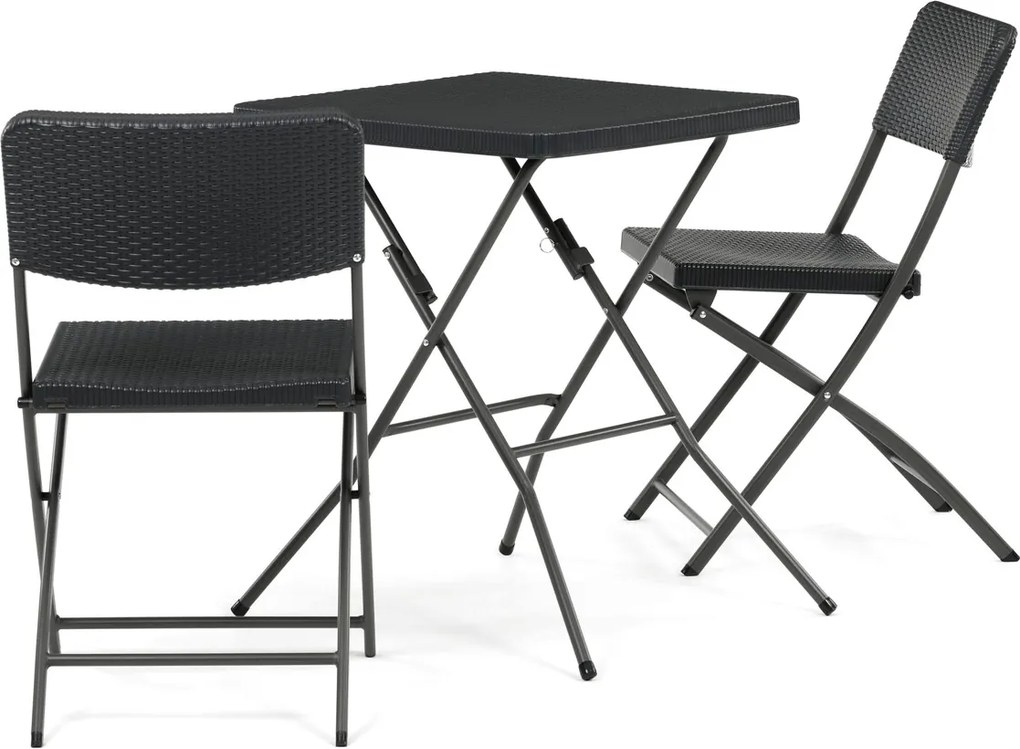 Zahradní set LITTLE 1+2 - šedý plast / šedá kovová konstrukce
