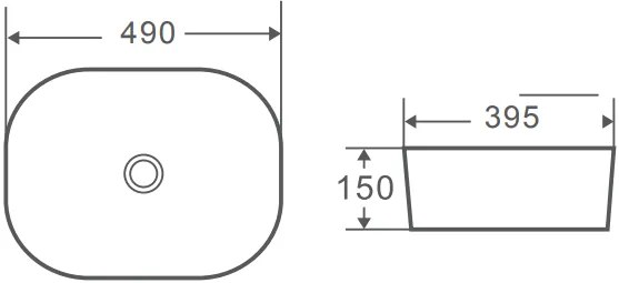 Hydroland Keramické umyvadlo na desku Zambie 49x39,5 cm, černé