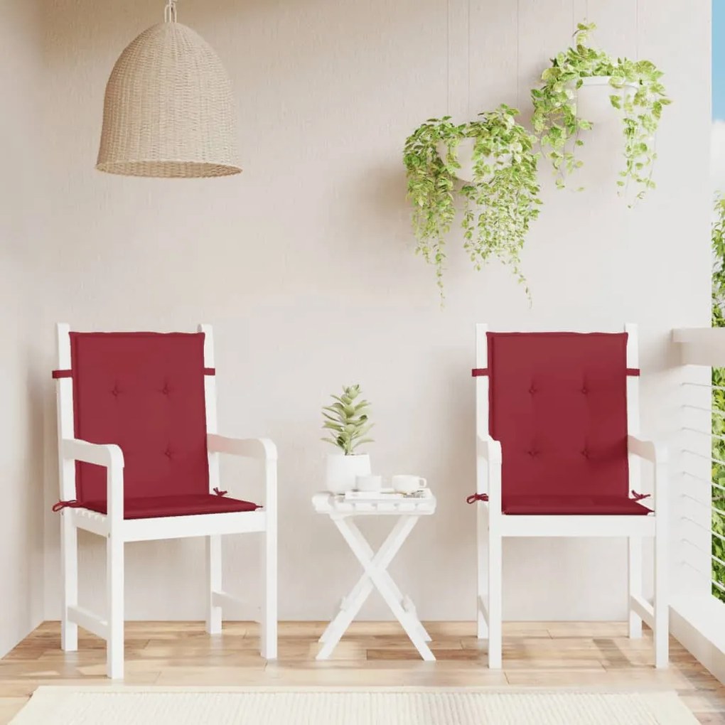 Podušky na židli nízké opěradlo 2 ks vínové 100x50x3 cm oxford 314140