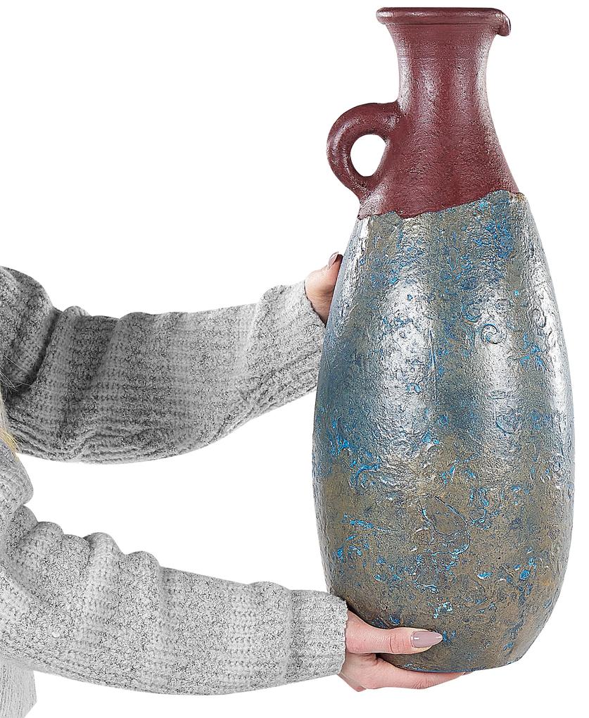 Pálená hlína Dekorativní váza 50 Modrá Hnědá VELIA Beliani