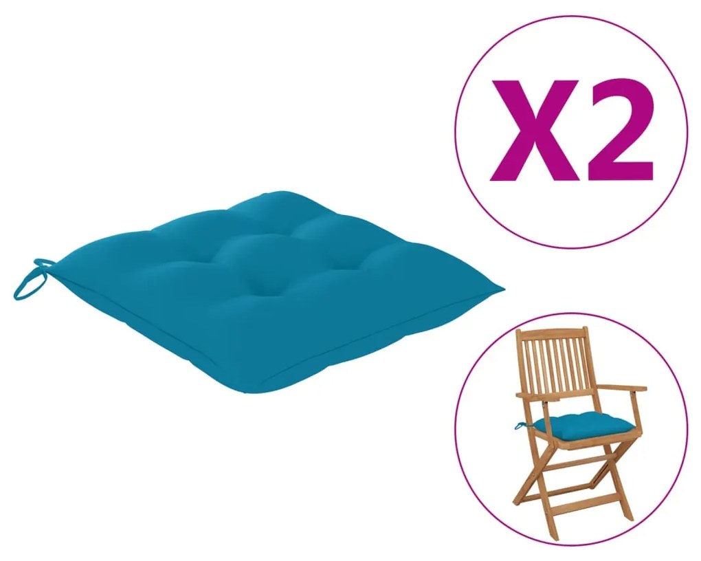 314872 vidaXL Podušky na židle 2 ks světle modré 40 x 40 x 7 cm textil