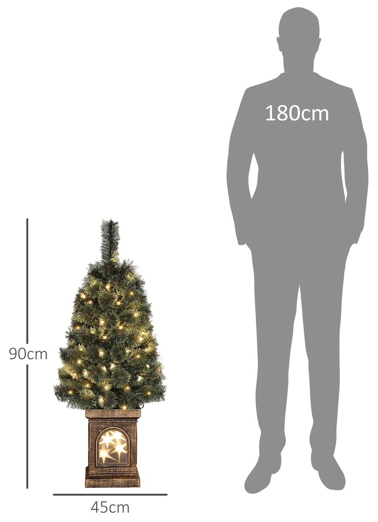HOMCOM Umělý vánoční stromek s LED světýlky 90 cm s dálkovým ovládáním