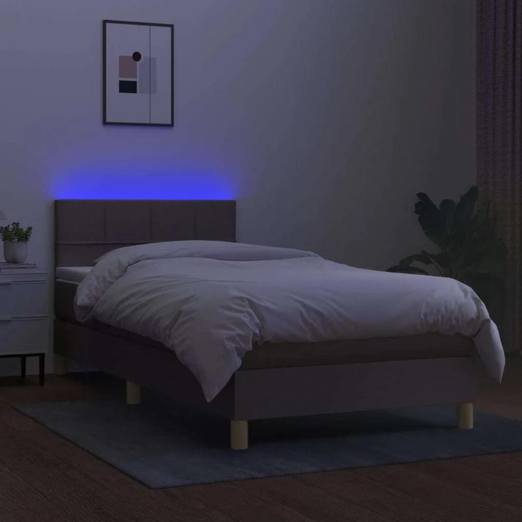 vidaXL Box spring postel s matrací a LED 100x200 cm textil [3133697] Barva: světle šedá