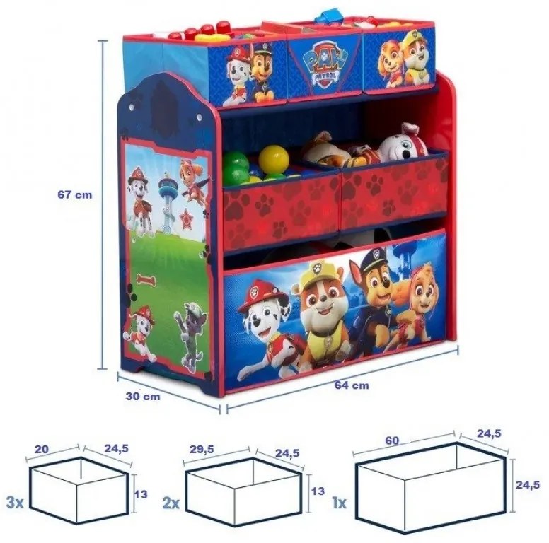 Prckůvsvět organizér na hračky Paw Patrol Skye