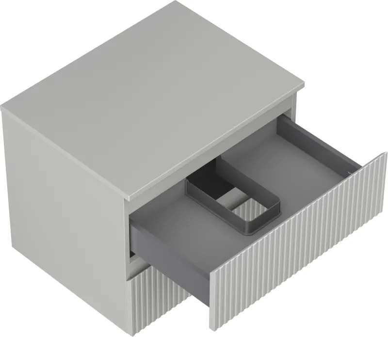 Mexen Rivel, koupelnová skříňka 60 cm s pracovní deskou, 2 zásuvky, drážkovaná, matná šedá, 91A20-06047-2-BFFC62