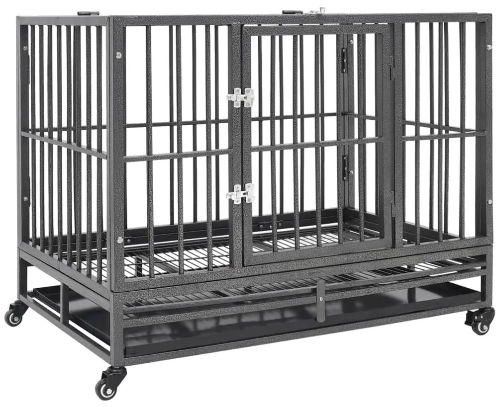 Klec pro psy s kolečky ocel 102 x 72 x 85 cm 171492