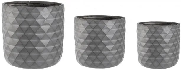 BIZZOTTO Set 3 květináčů PYRAMID antracit 0790636