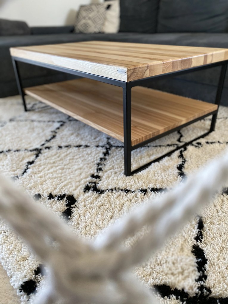 Wudboys Konferenční stůl THICK No.2 Barva kovu: Bílá, Dřevo: Buk, Rozměr: 900x600, moderní skandinávský styl