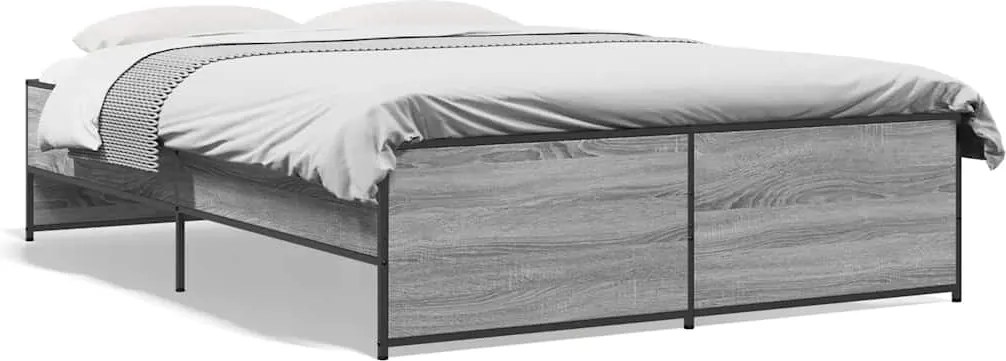 Rám postele šedý sonoma 140 x 190 cm kompozitní dřevo a kov 3279900