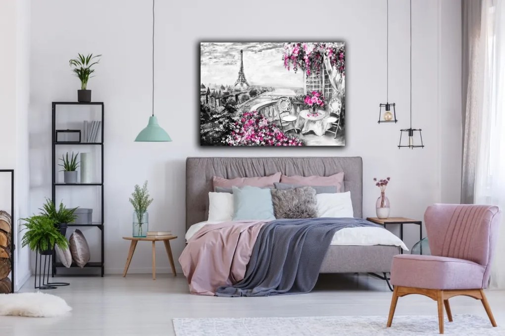 Obraz Paříž malovaná Pink Velikost (šířka x výška): 120x80 cm