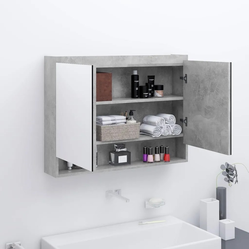 Koupelnová skříňka se zrcadlem 80x15x60 cm MDF betonově šedá 331535