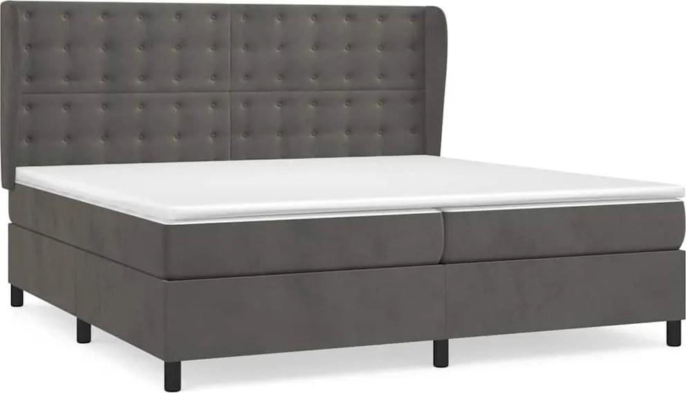 Box spring postel s matrací tmavě šedá 200x200 cm samet 3129472