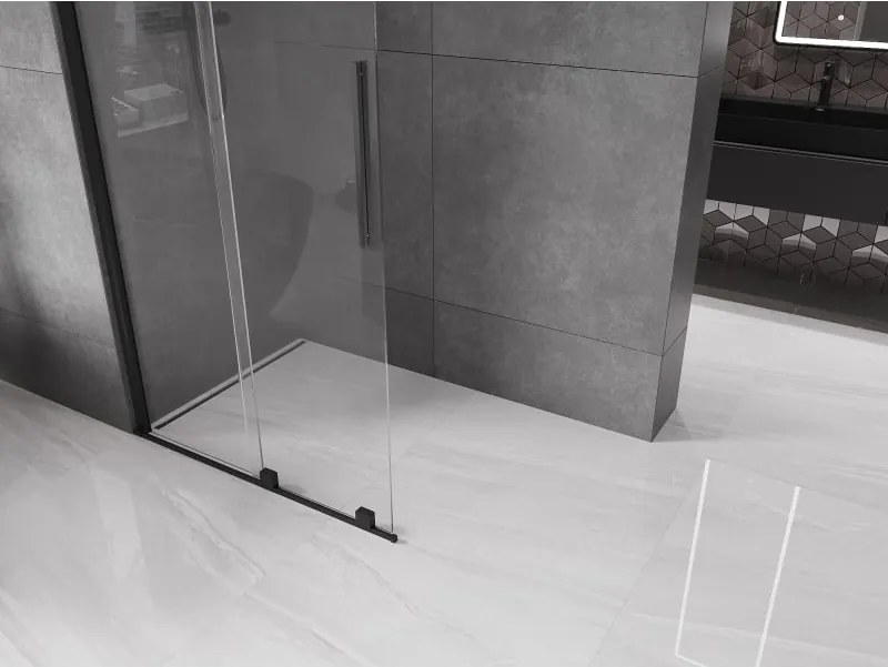 Mexen Velar posuvná sprchová stěna Walk-in 90 x 200 cm, transparentní 8 mm, černá - 871-090-000-03-70