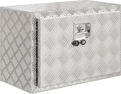 HOMCOM Kufr na nářadí pro nákladní auto z hliníku, 60,9 x 35,5 x 40,6 cm, 76 L úložný box se zámkem a klíči, stříbrný