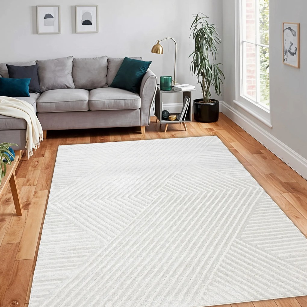 Dywany Łuszczów, Kusový koberec Balance 1503 cream, 120x170, bílá, ložnice