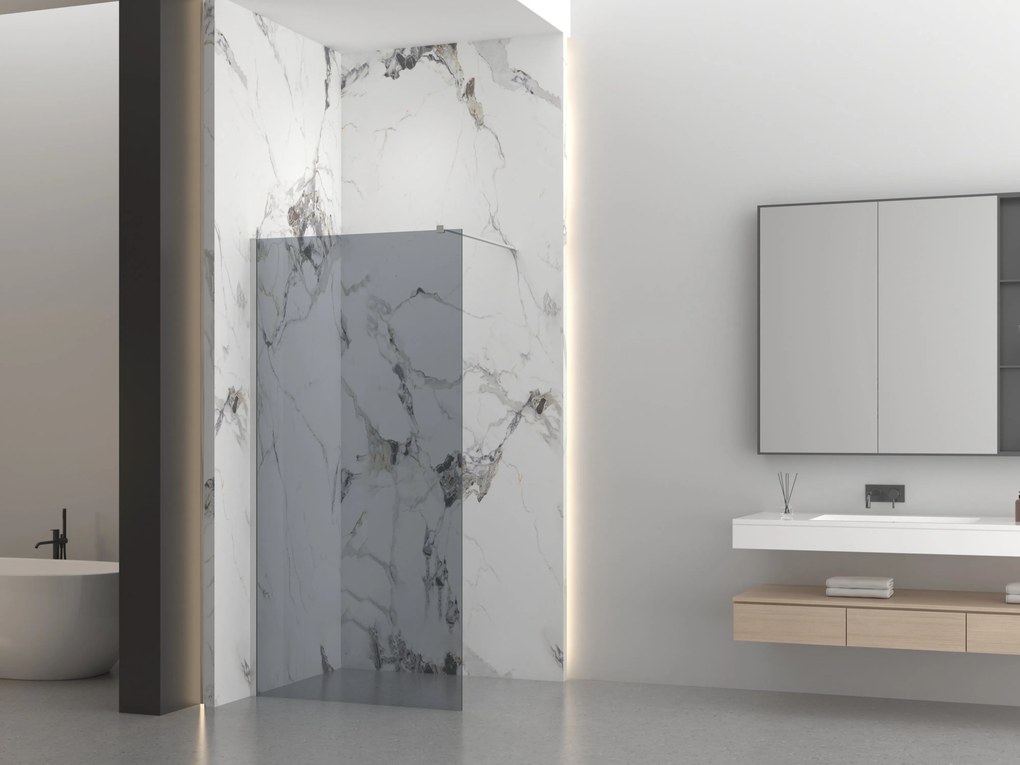 Erga Paris, sprchová zástěna Walk-In 60x200 cm, 8mm šedé sklo, broušená ocel, ERG-V02-PARIS-060x200-GR-BS