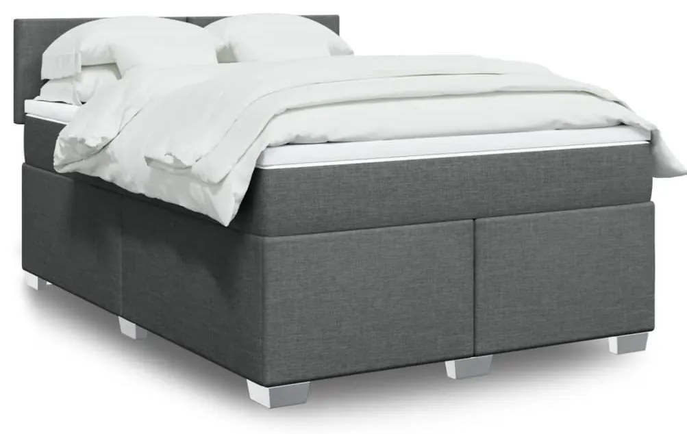 Box spring postel s matrací tmavě šedá 140x200 cm textil 3285905