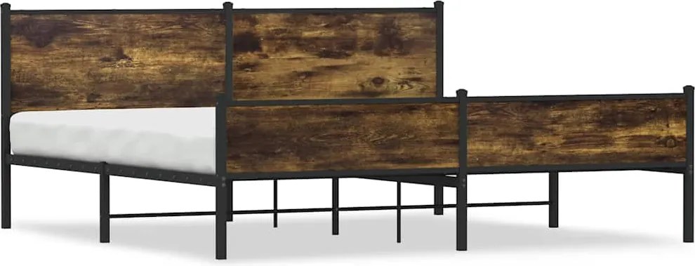 Kovový rám postele bez matrace kouřový dub 193 x 203 cm 3301389