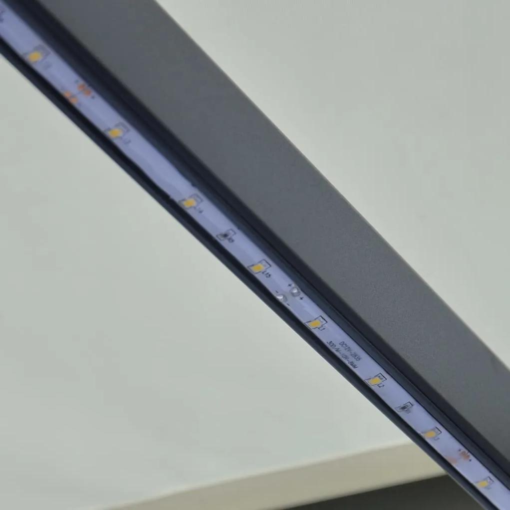 vidaXL Zatahovací markýza senzor větru a LED 400 x 300 cm [3055300] Barva: antracitová
