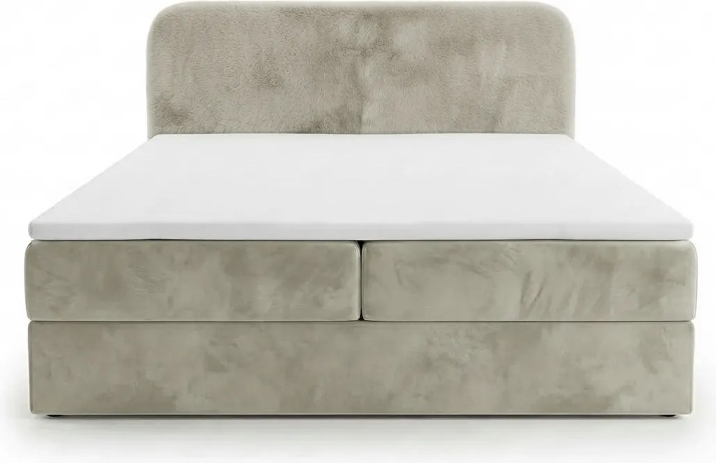Čalouněná postel boxspring FORENA 140x200 cm krémová Matrace: Matrace Bonell pružinová