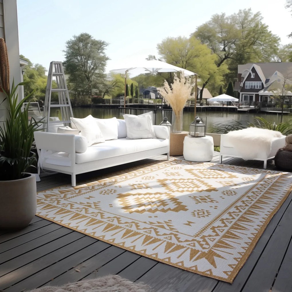 ELLE Decoration, Kusový koberec Gemini 106022 Ochre z kolekce Elle – na ven i na doma, 80x150, žlutá, chodba / předsíň