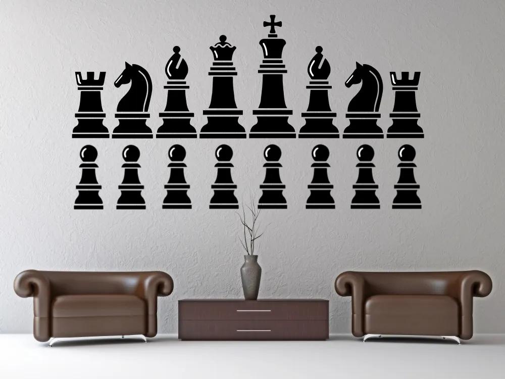 Šachové figurky - Samolepka na zeď (Král - 40x15cm, Dáma - 34x15cm, Střelec  - 30x13cm, Kůň - 25x13cm, Věž - 22x12cm a Pěšec - 21x10cm) - Rawe.cz | BIANO