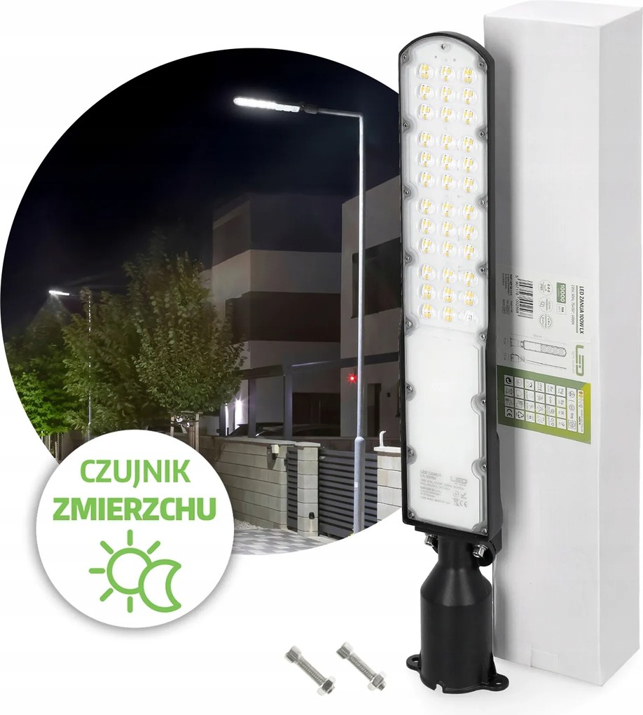 Led pouliční svítidlo 100W se soumrakovým senzorem 4000K 10000lm IP65 IK08