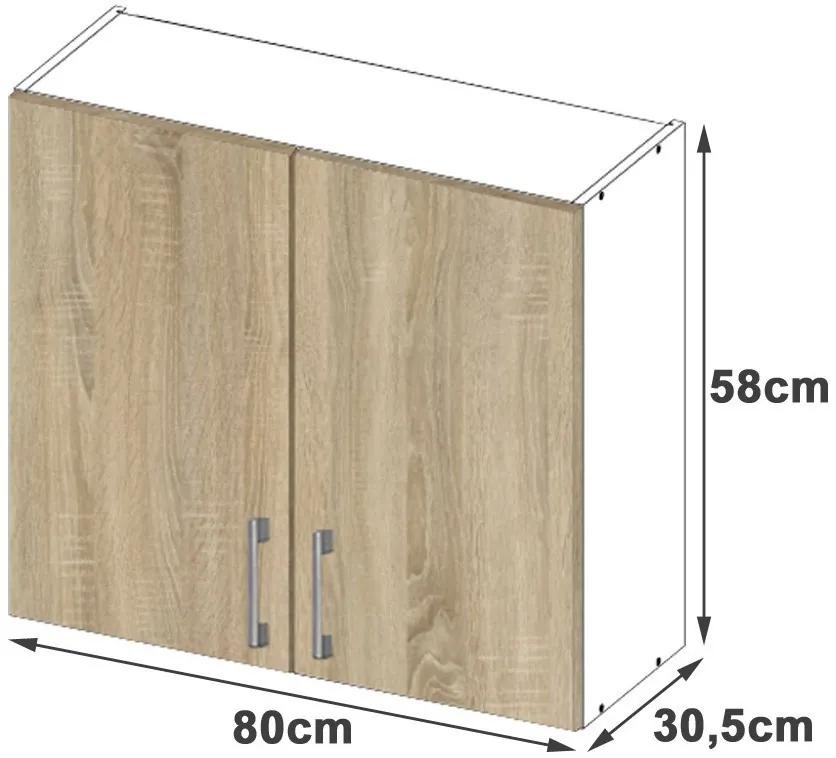 Kuchyňská závěsná skříňka W 80 cm D2 Artus bílá/sonoma