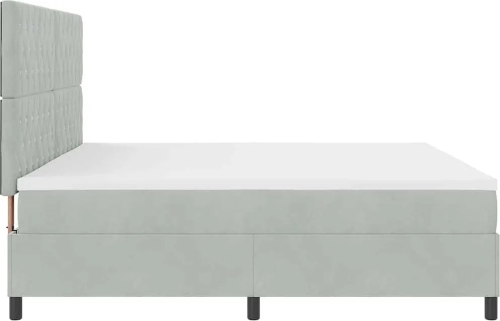Postel s boxspringem s matrací Světle šedá 200 x 200 cm samet 3339788