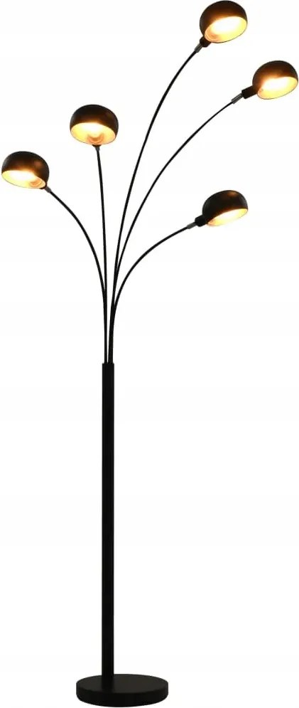 Fionshop 262933242 Stojací lampa 200 cm 5 x E14 černo-zlatá