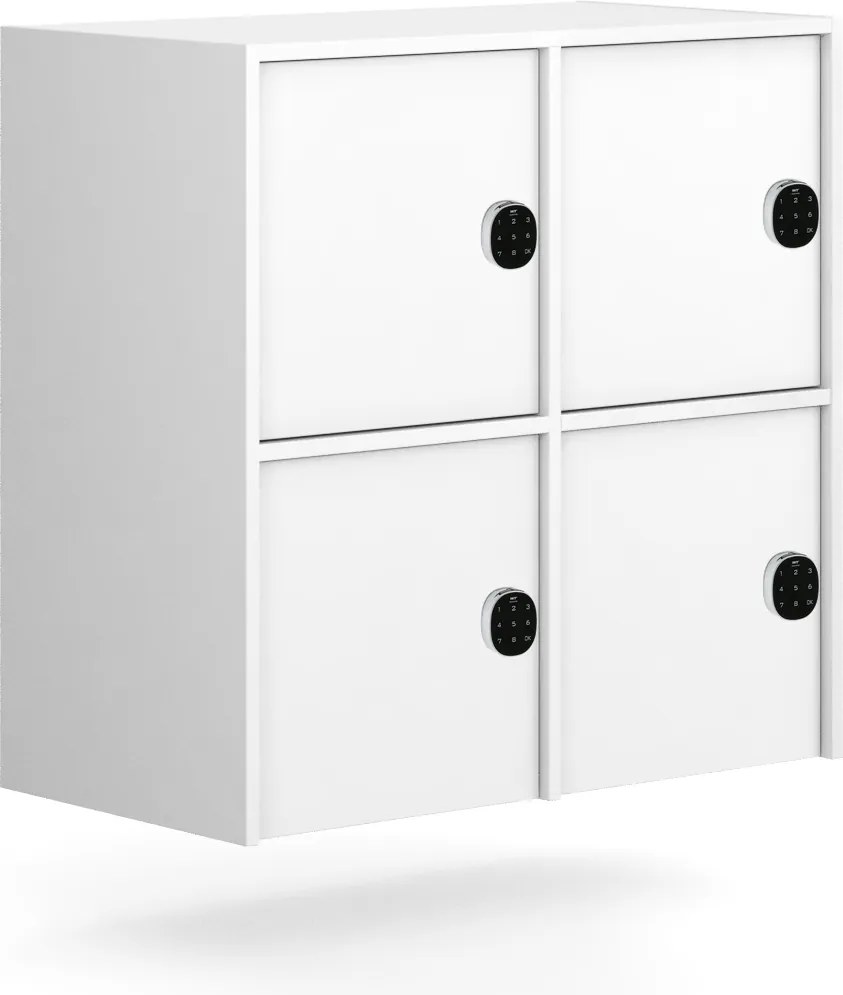 Nástavba pro skříně FRAME, 4x dveře, 872 x 450 x 854 mm, kódový zámek, bílá