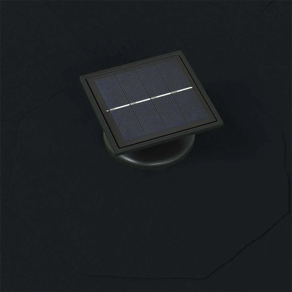 Nástěnný zahradní slunečník s LED 300 cm černý 312528