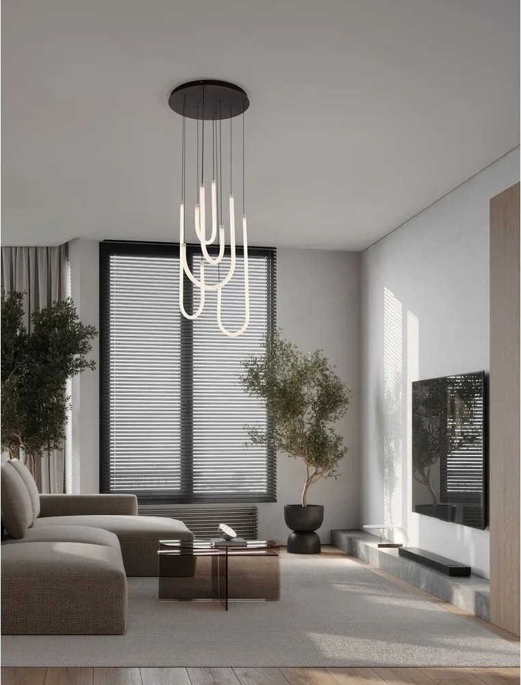 Bílé/matně černé ocelové LED stmívatelné závěsné svítidlo se stínidlem z akrylového skla ø 50 cm Topaz – Nova Luce